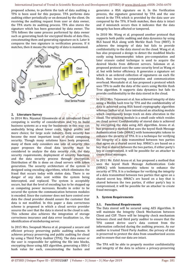 Third Party Public Auditing Scheme for Security in Cloud Storage | PDF