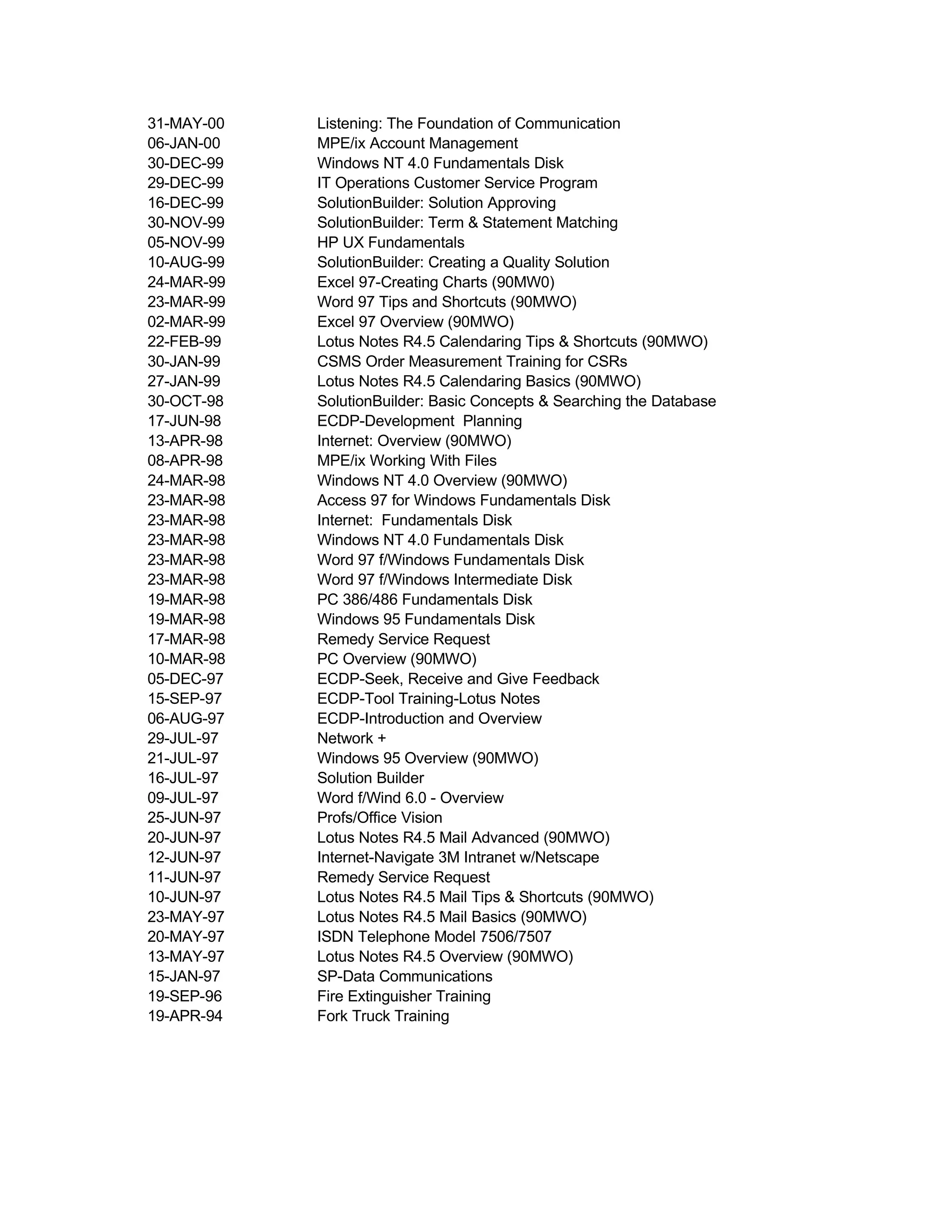 3 M Education Courses Transcripts | DOC | Operating Systems | Computer Software and Applications