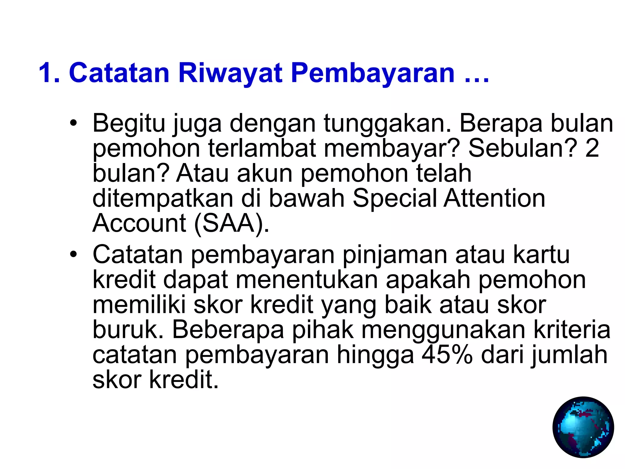 Contoh "Credit Scoring di Malaysia" _Materi Training CREDIT SCORING | PPTX