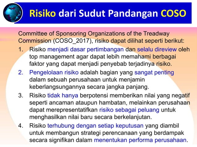 COSO ERM: 2017_Integrating with Strategy and Performance _Training "MANAJEMEN RISIKO STRATEGIS ...