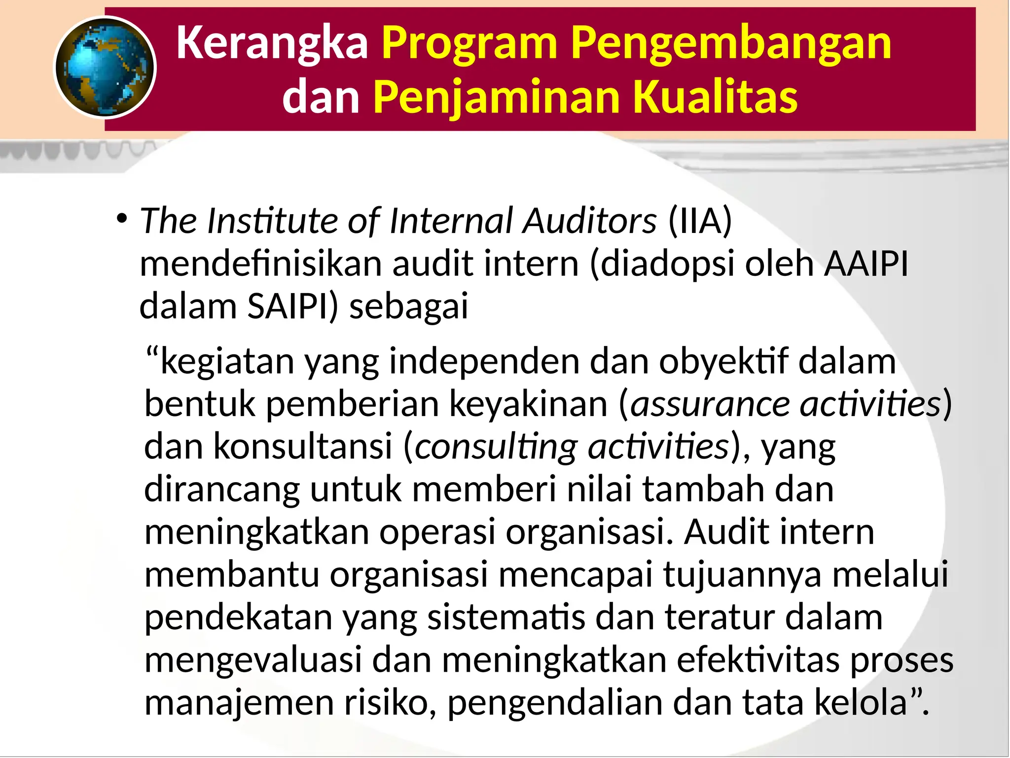 Kerangka Program Pengembangan dan Penjaminan Kualitas _Training ...