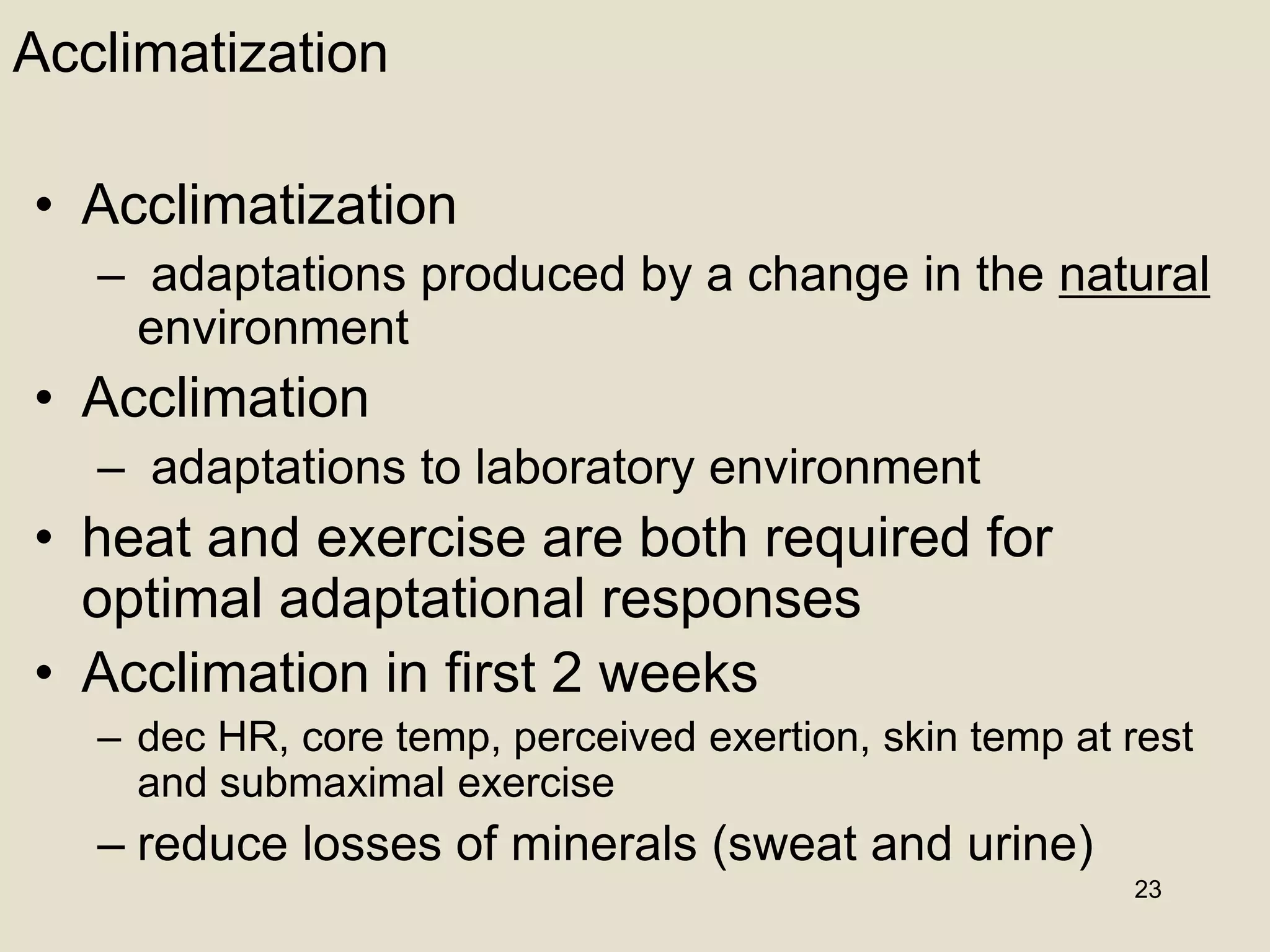 Exercise and Environment Temperature acclimatization | PPTX