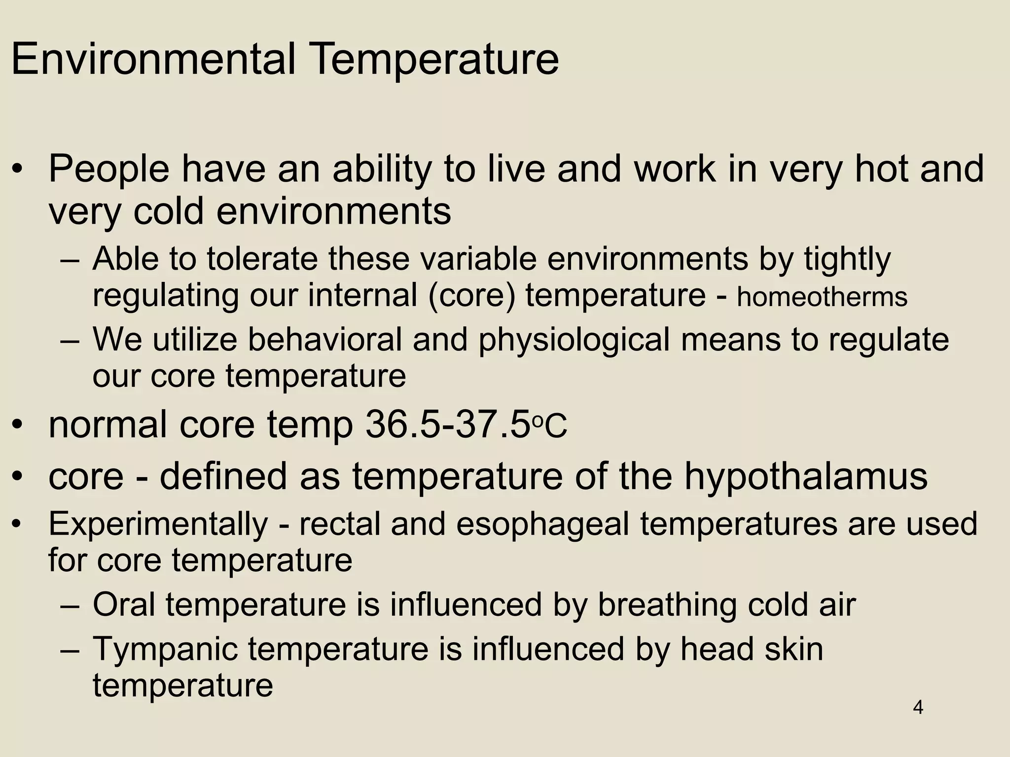 Exercise and Environment Temperature acclimatization | PPTX