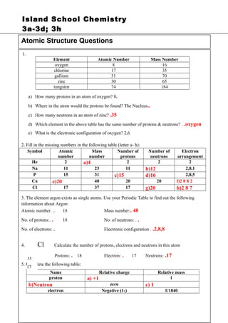 3a d,3h atomic structure info + qs | DOC | Chemistry | Science