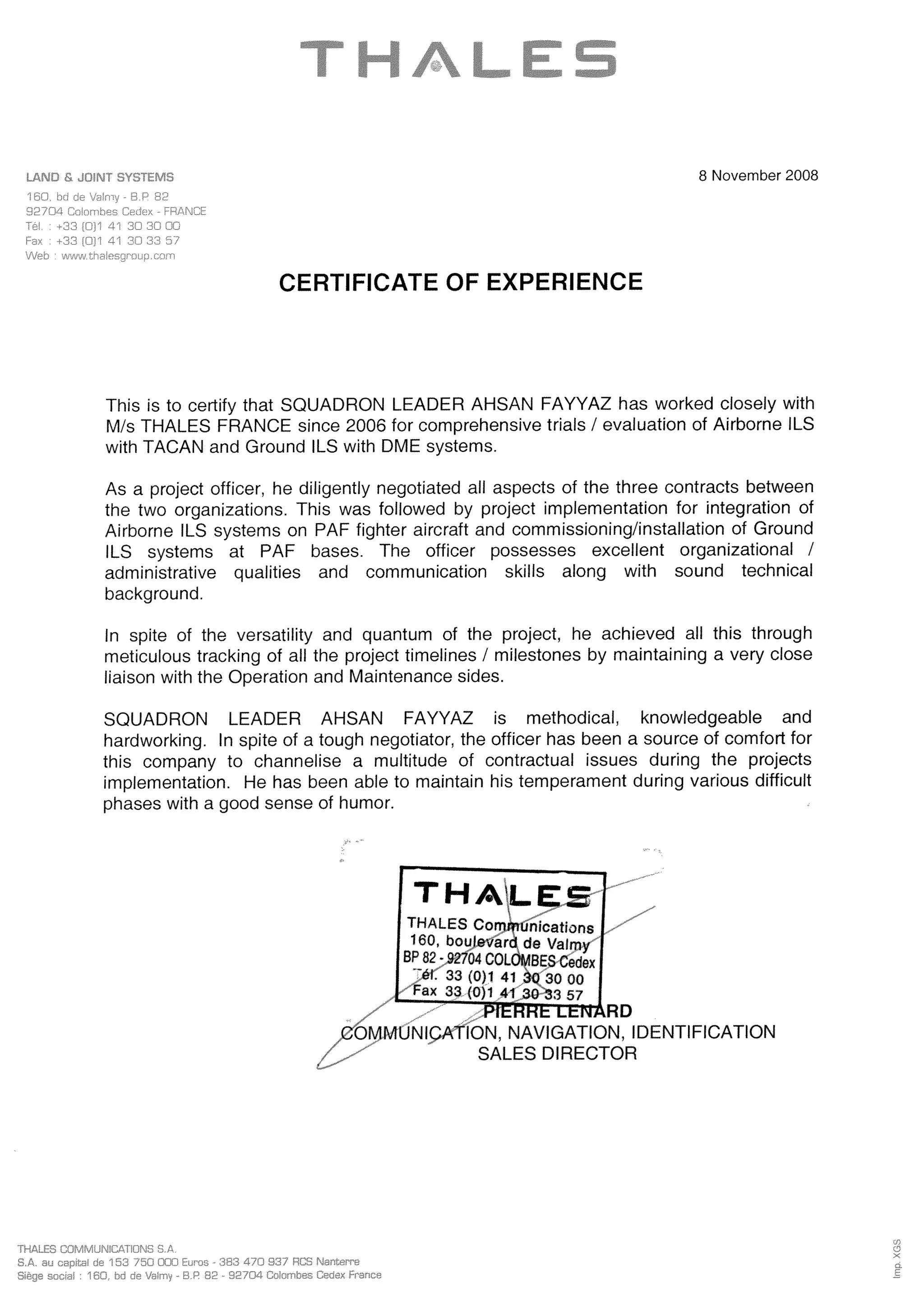 Exp cert Thales ATM | PDF