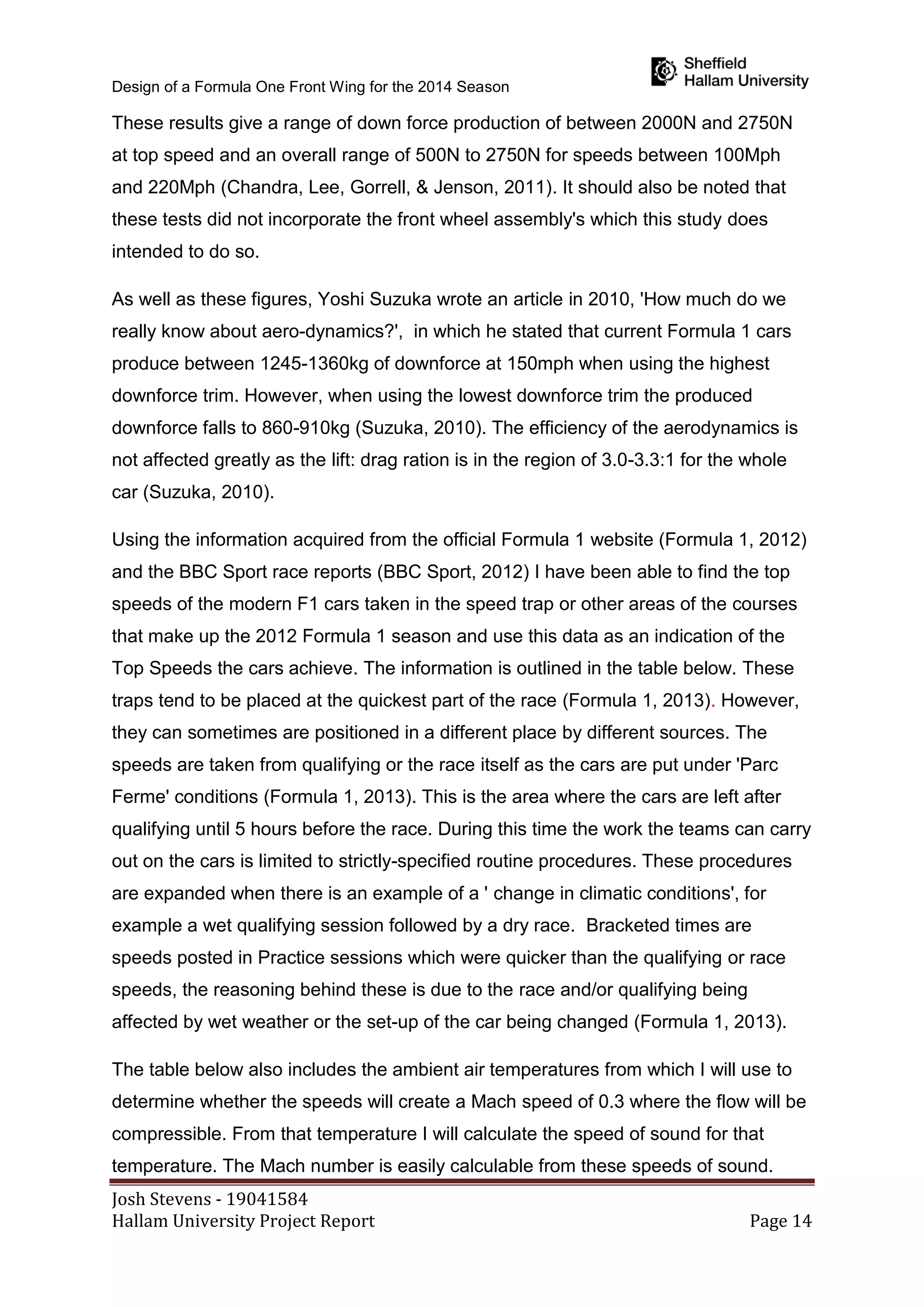 Design of a Formula One Front Wing for the 2014 Season (with ...