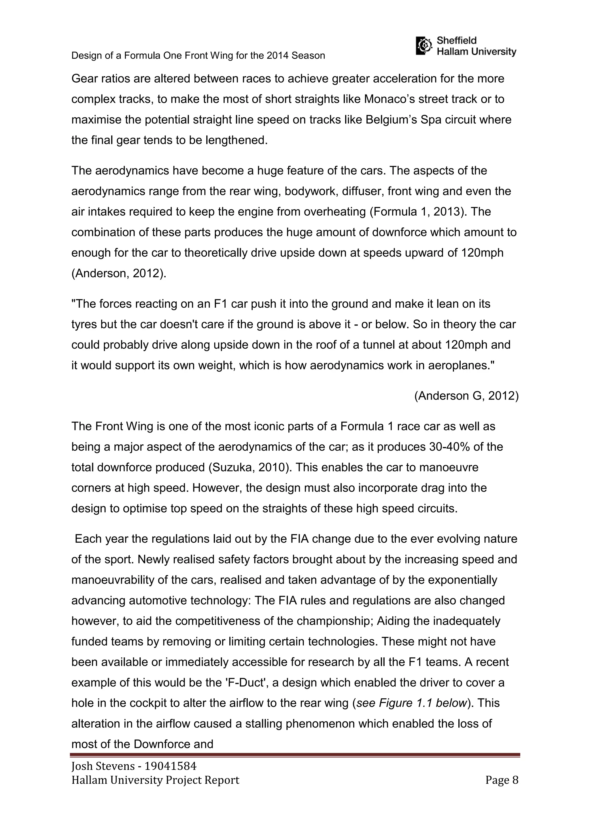 Design of a Formula One Front Wing for the 2014 Season (with ...