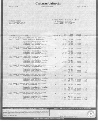 MRMyers Transcripts 2014-03 - Chapman University | PDF