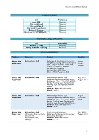 RESUME MOHD ROSDI SAMAT-new | PDF