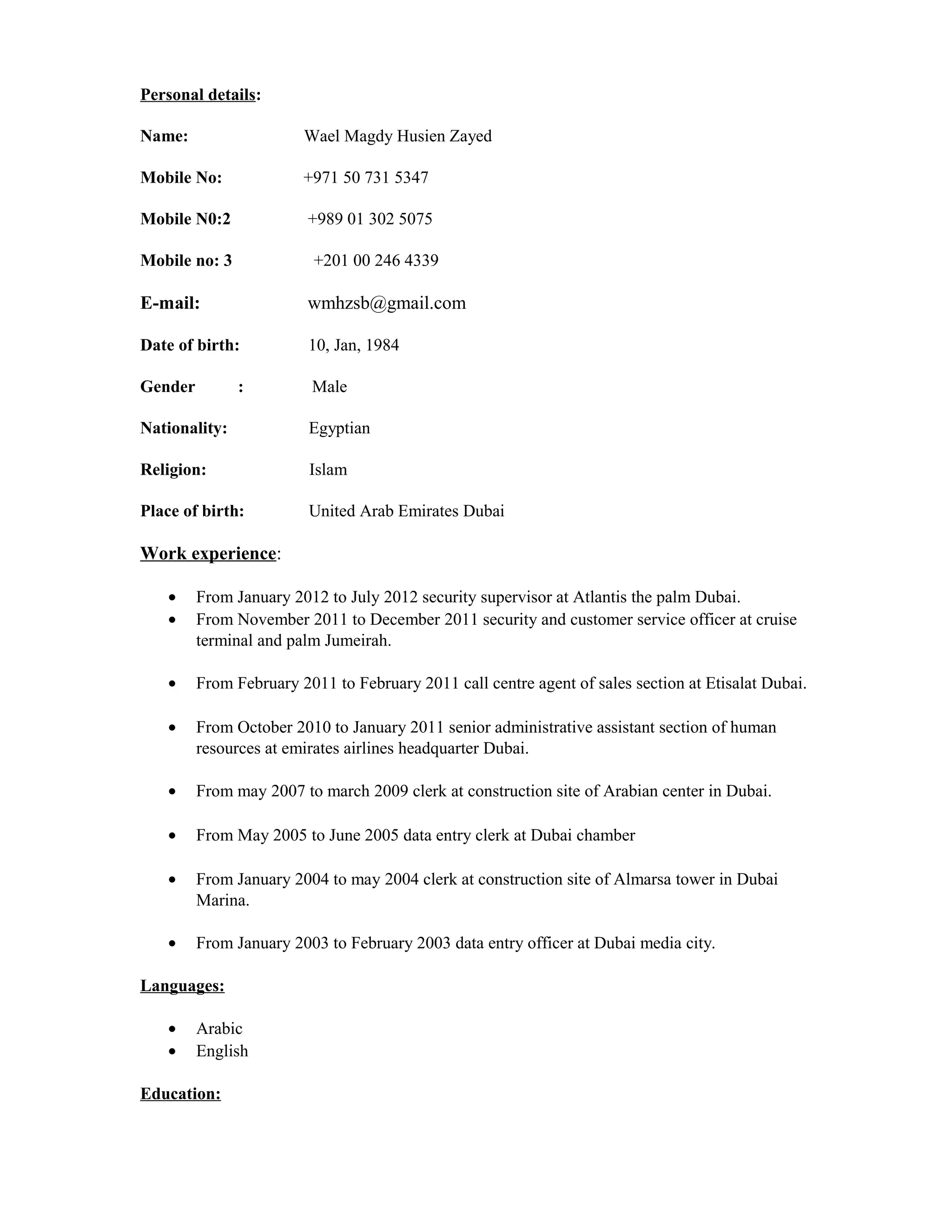Curriculum vitae 2014 wael magdy | PDF