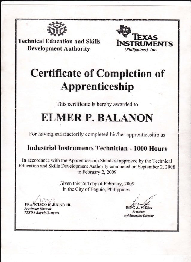 texas instrument certificate | PDF