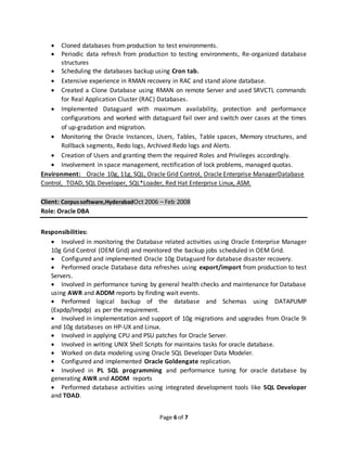 Satheesh Oracle DBA Resume | DOCX | Databases | Computer Software and Applications