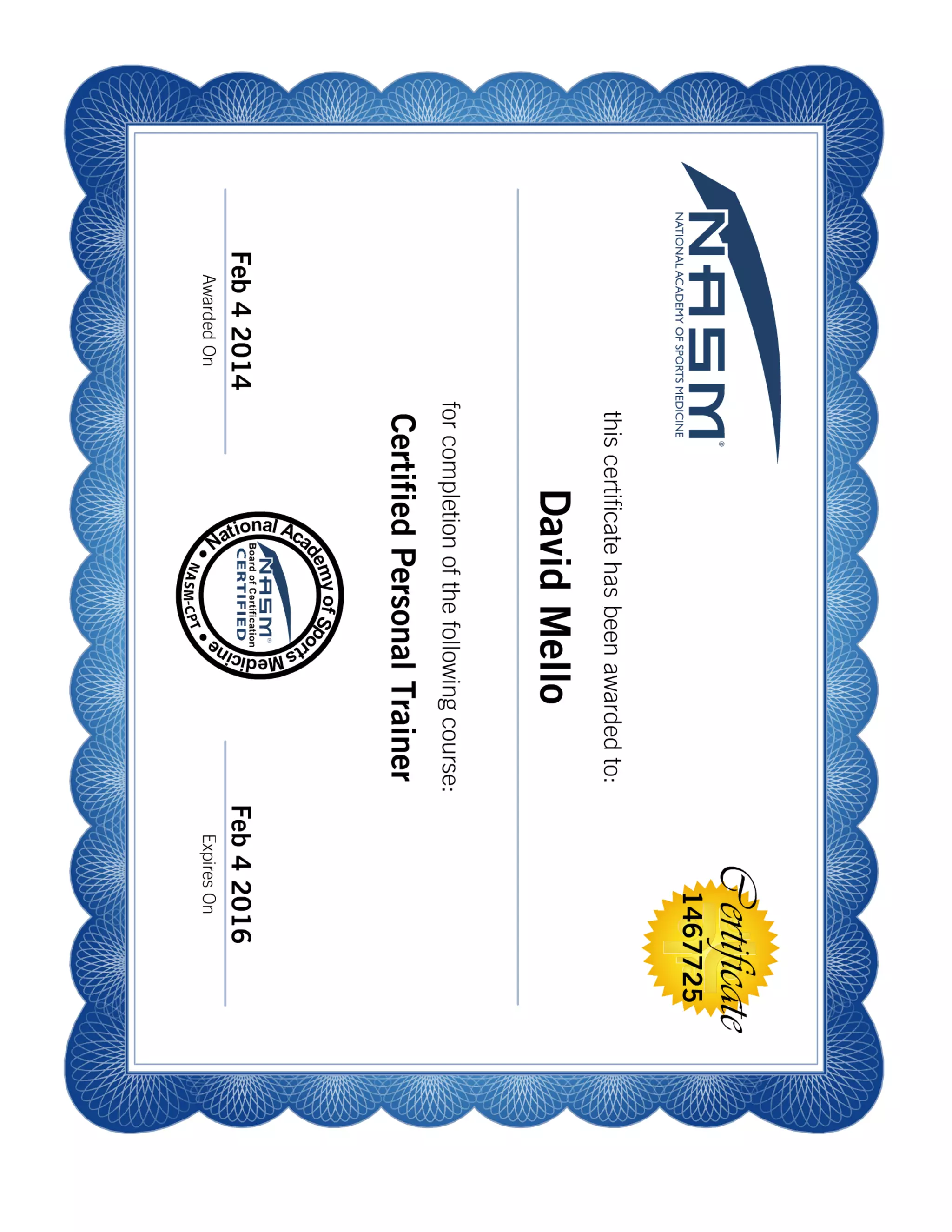 NASM Certificate | PDF
