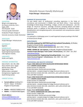 MOSTAFA HASSAN-PROJECT MANAGER - Infrastructures | PDF