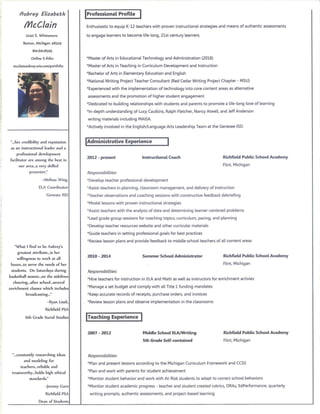 McClain Professional Teaching Resume | PDF | Professional School | Postgraduate Education