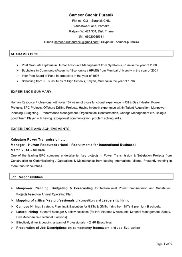 Sameer Resume | DOC