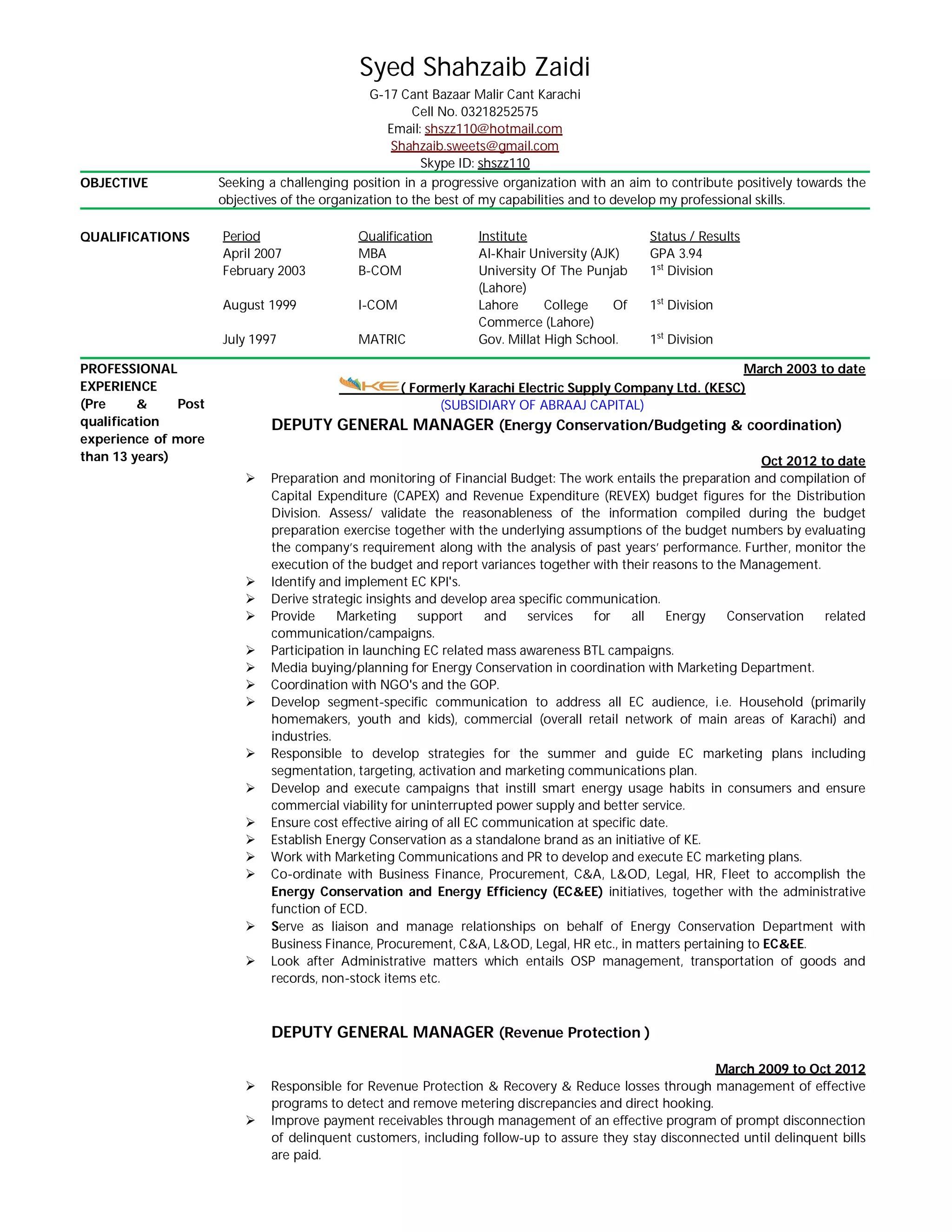 shahzaib_cv | PDF | Business Administration | Business