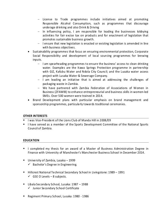 Luke Njovu CV