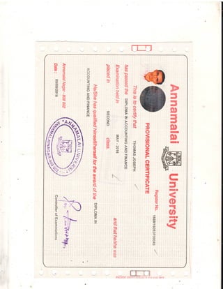 Diploma A&F Provisional certificate | PDF