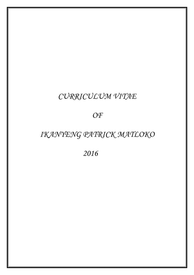 Patrick Matloko - CV 2016 | PDF