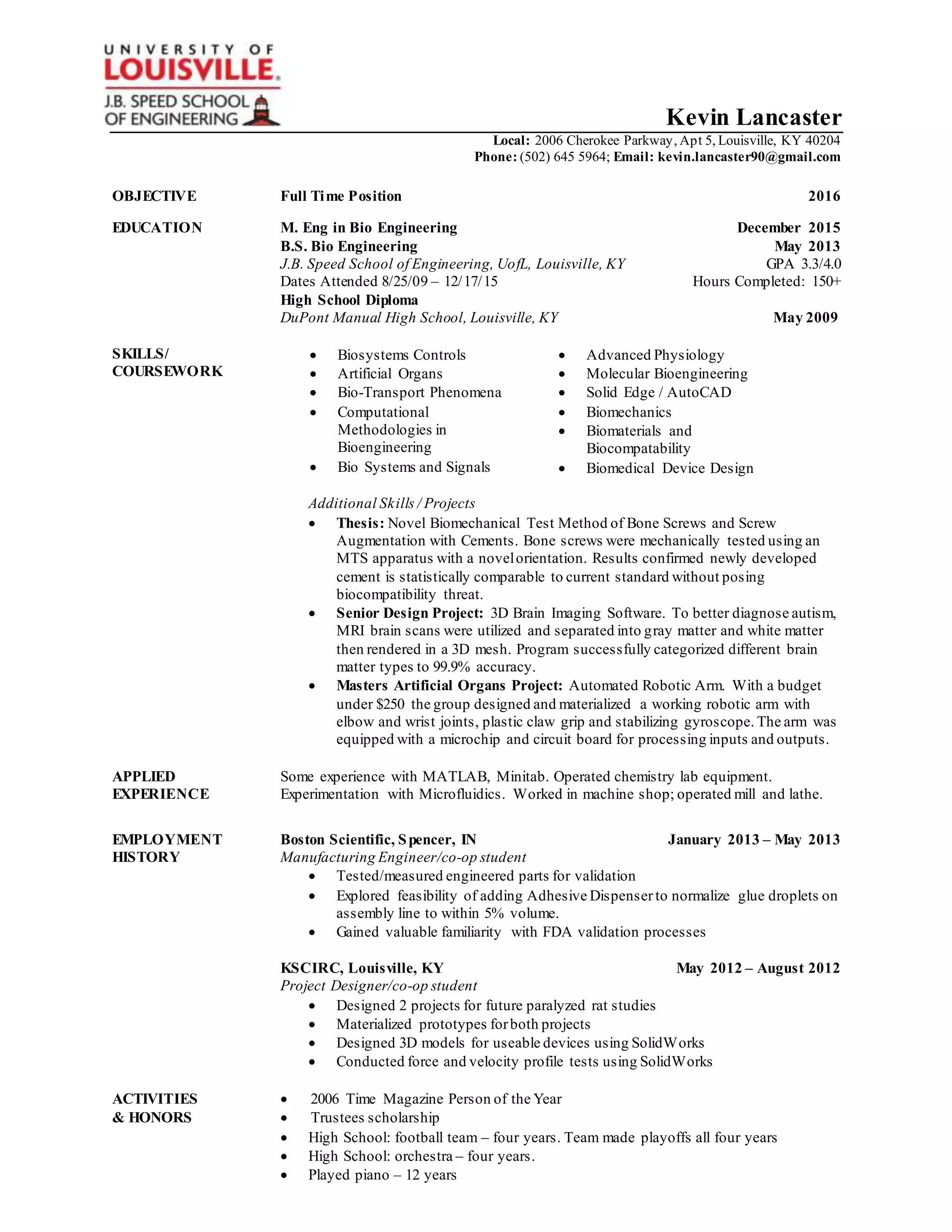 Kevin Lancaster Resume | DOCX