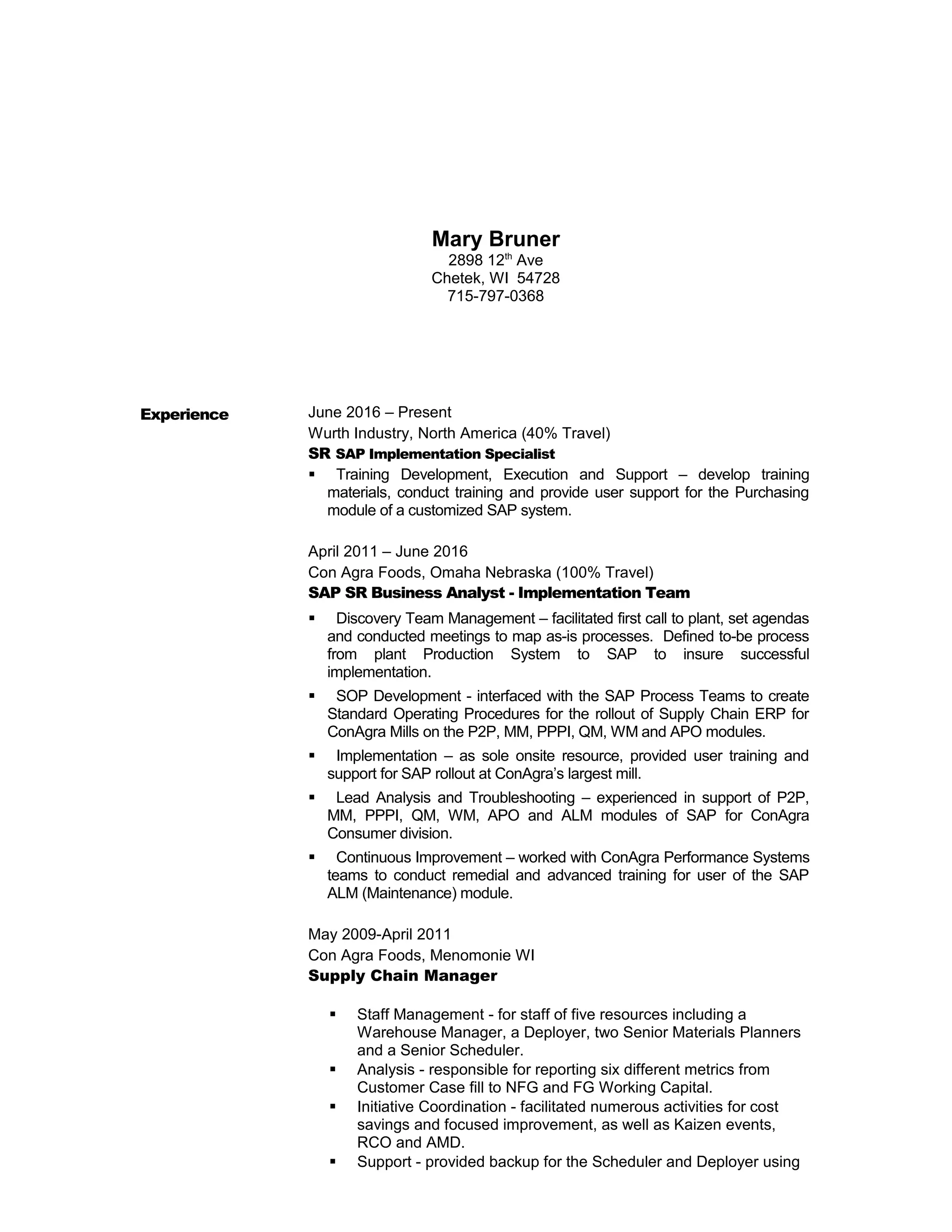 MARY BRUNER RESUME | PDF