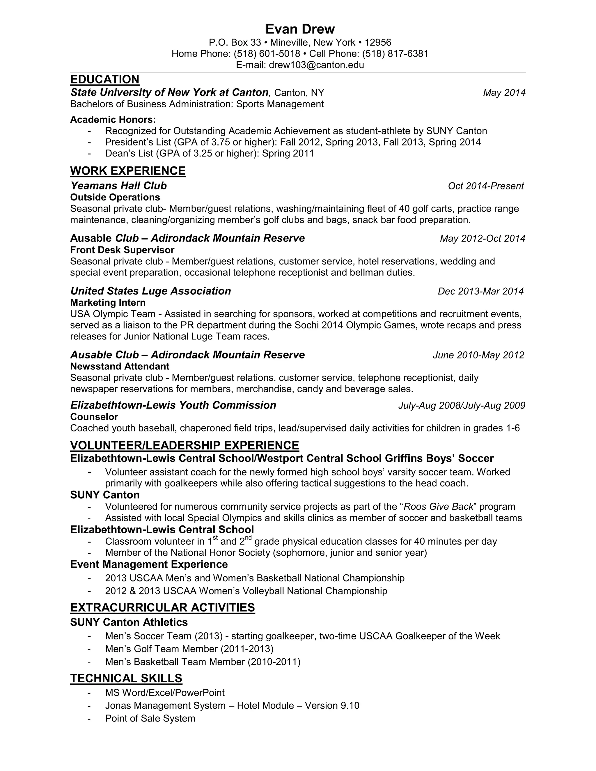 Evan Drew Resume PDF | PDF