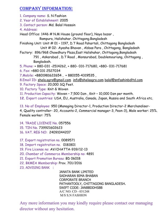 FACTORY PROFILE | PDF