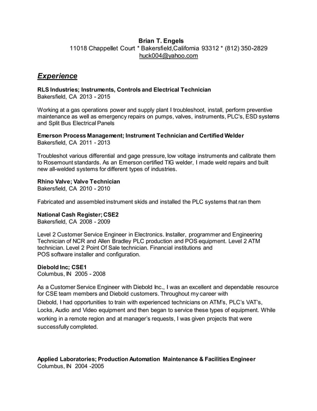 Brian resume 2015 | DOCX