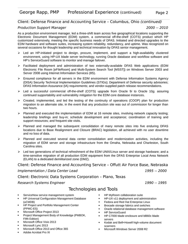 Resume - George Rapp 2015 external OO | PDF