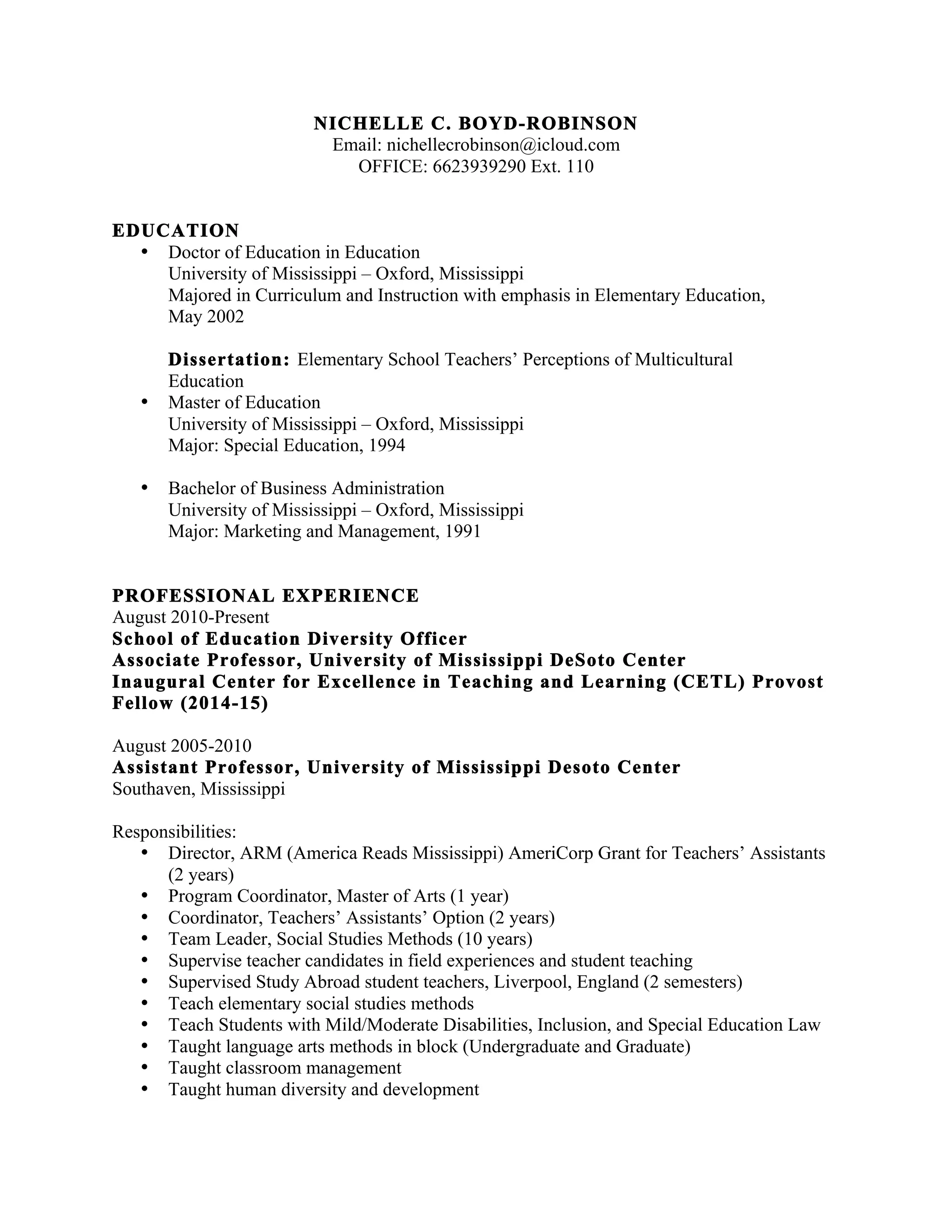 robinson 2015 updated vita | PDF