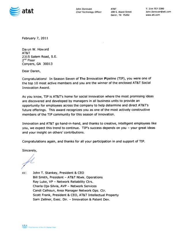 Daren Howard Most Active Letter Feb 2011 | PDF