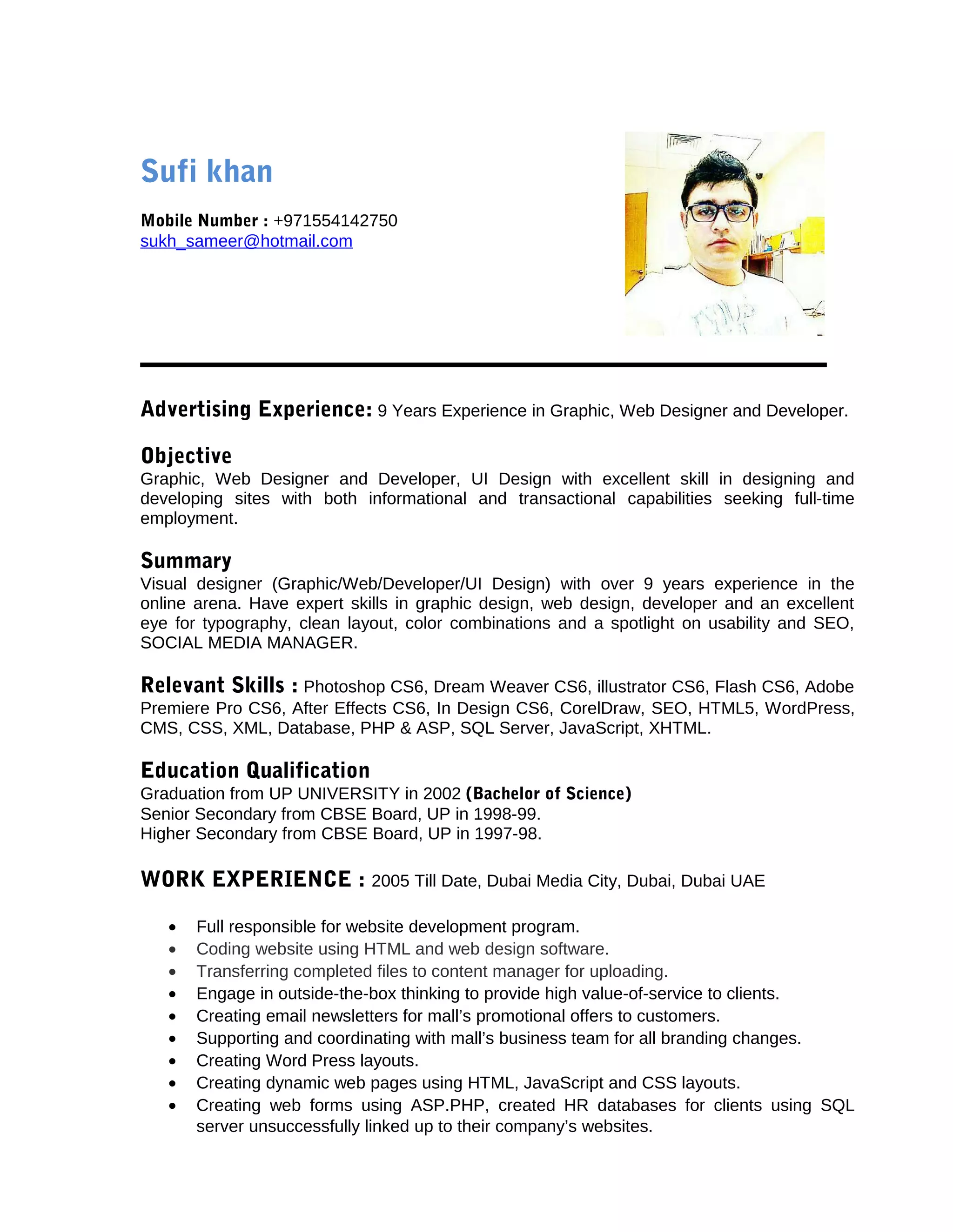 Sufi CV | DOC | Web Design and HTML | Internet