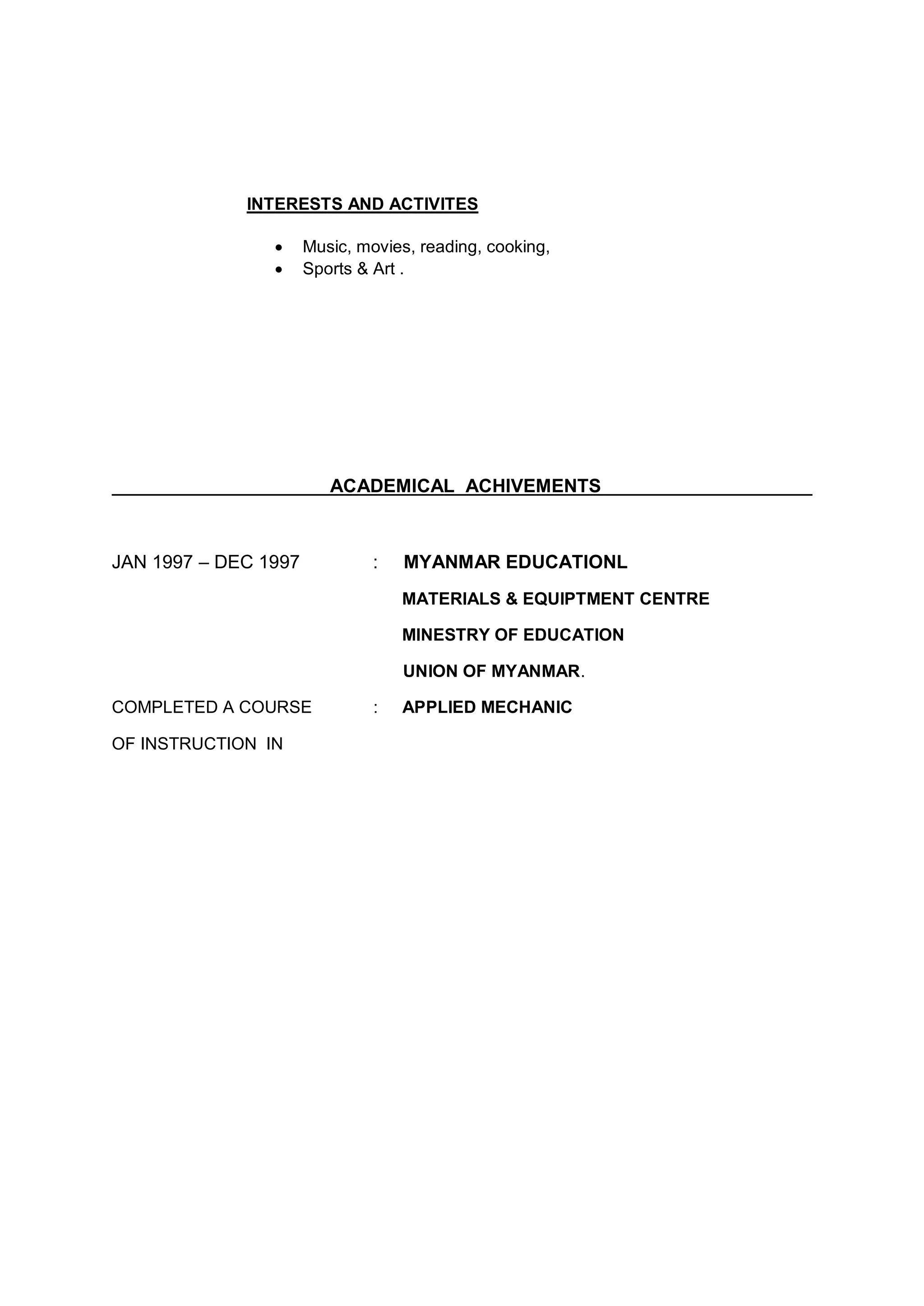 THAN WIN AUNG CV | PDF