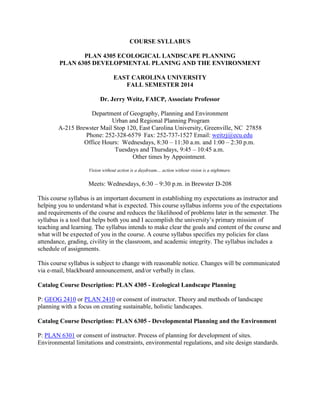 Syllabus PLAN 4305 and 6305 | PDF