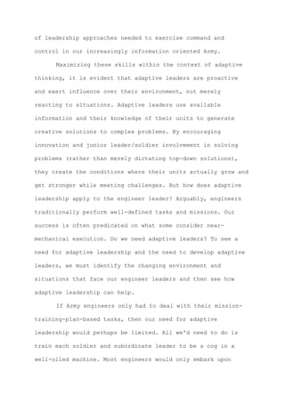 Evolution of Adaptive Military Leadership | PDF