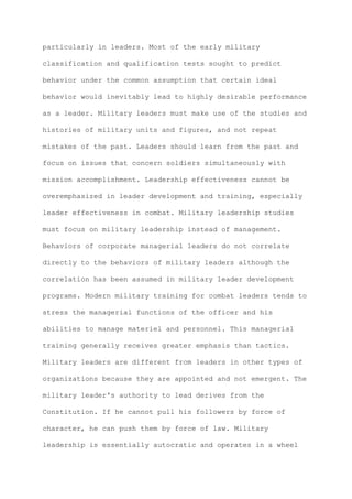 Evolution of Adaptive Military Leadership | PDF