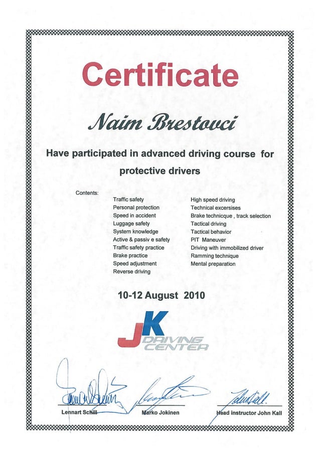 CERTIFICATE FOR DRIVING | PDF