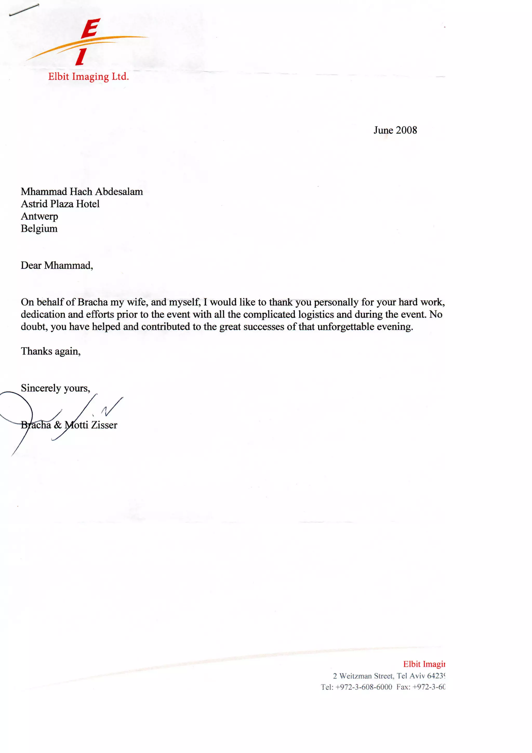 Letter Owner Elbit Immaging | PDF