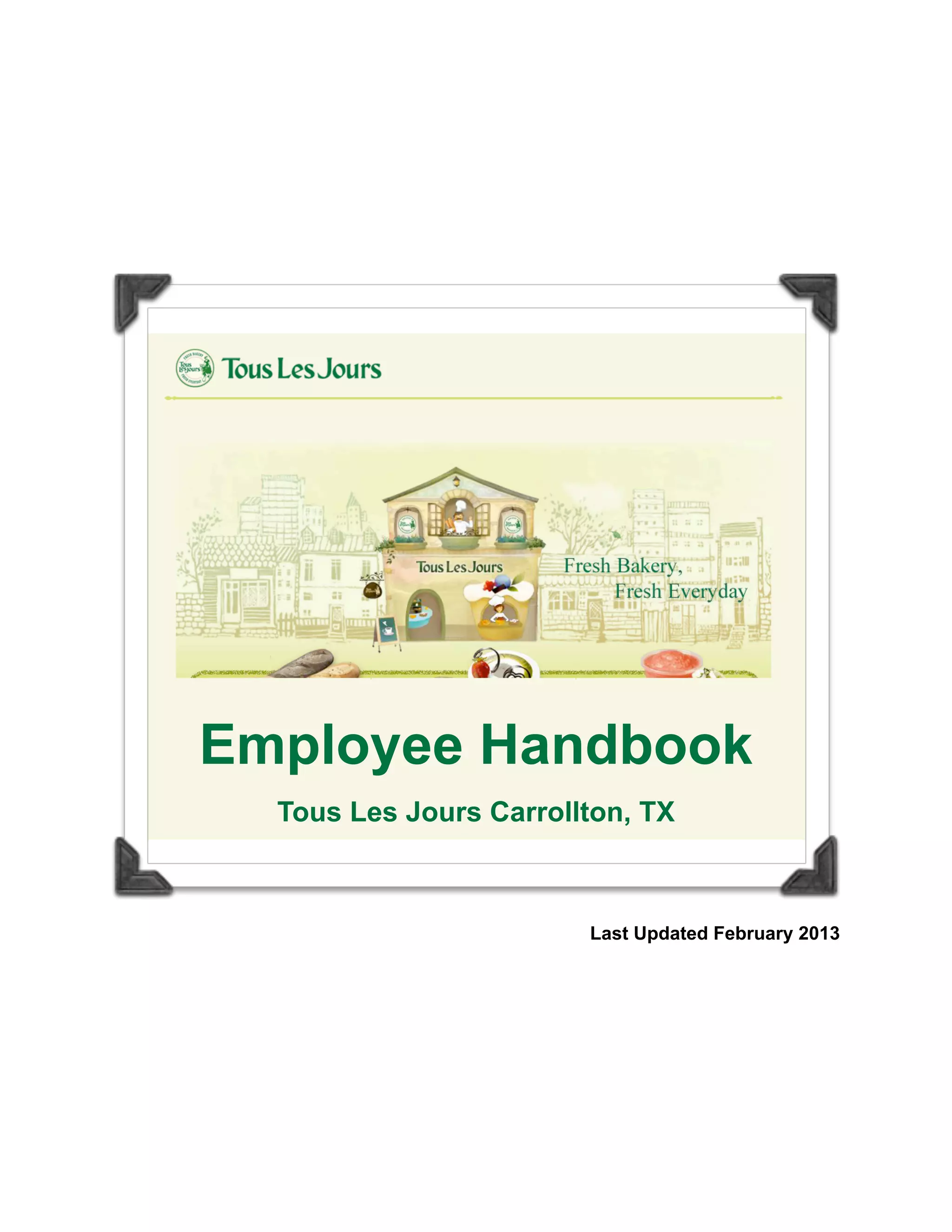 Tous Les Jours Employee Handbook (Updated) | PDF
