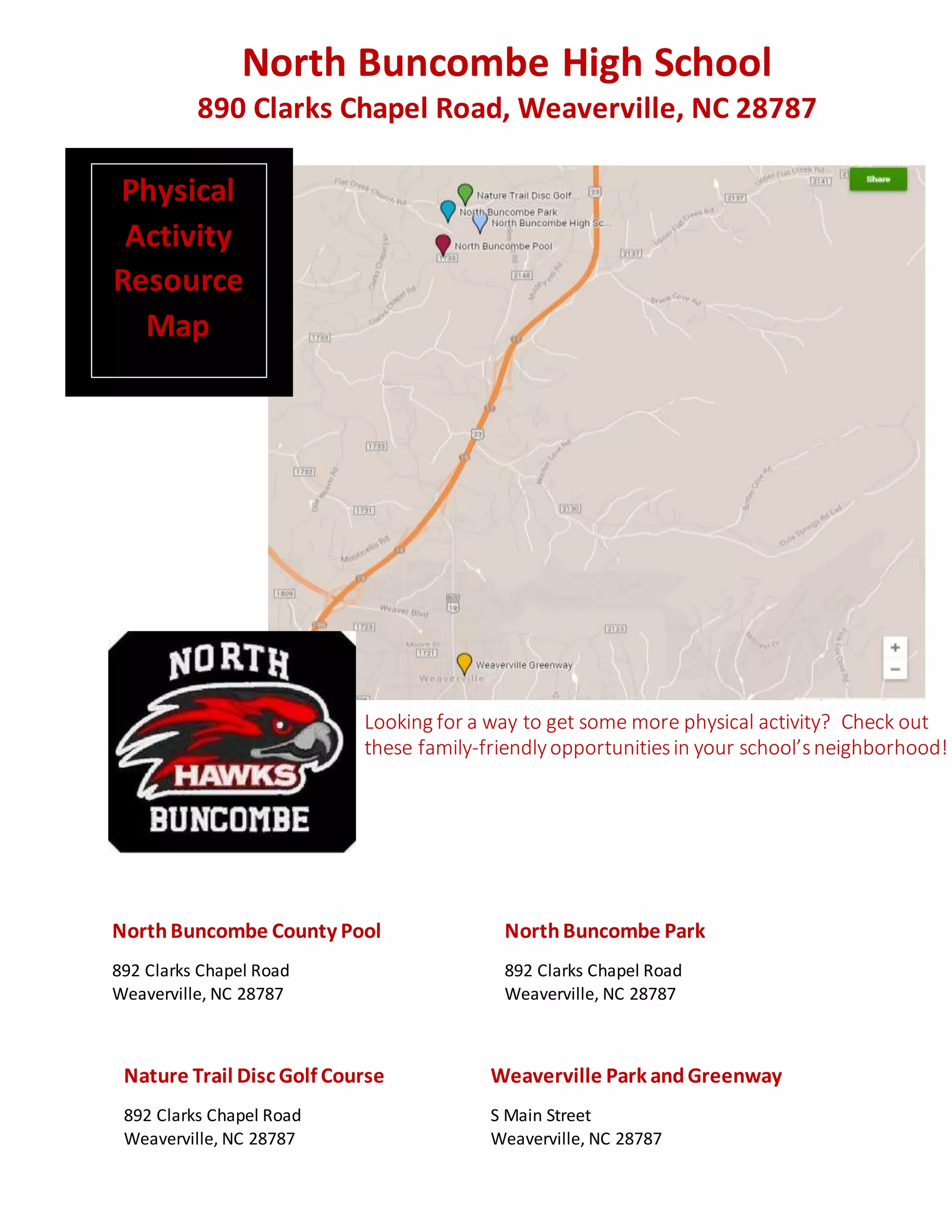 North Buncombe High School Physical Activity Resource Map | DOCX