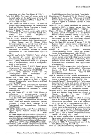 The Performance of Women Entrepreneurs: Human and Financial Capital ...