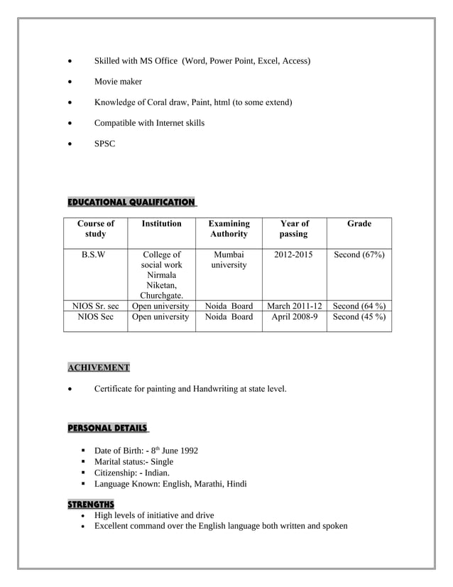 Sandra- Resume (2) (1) | DOC | Daycare and Pre-School | Parenting