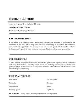 RICHARD ARTHUR CV BBC | DOCX
