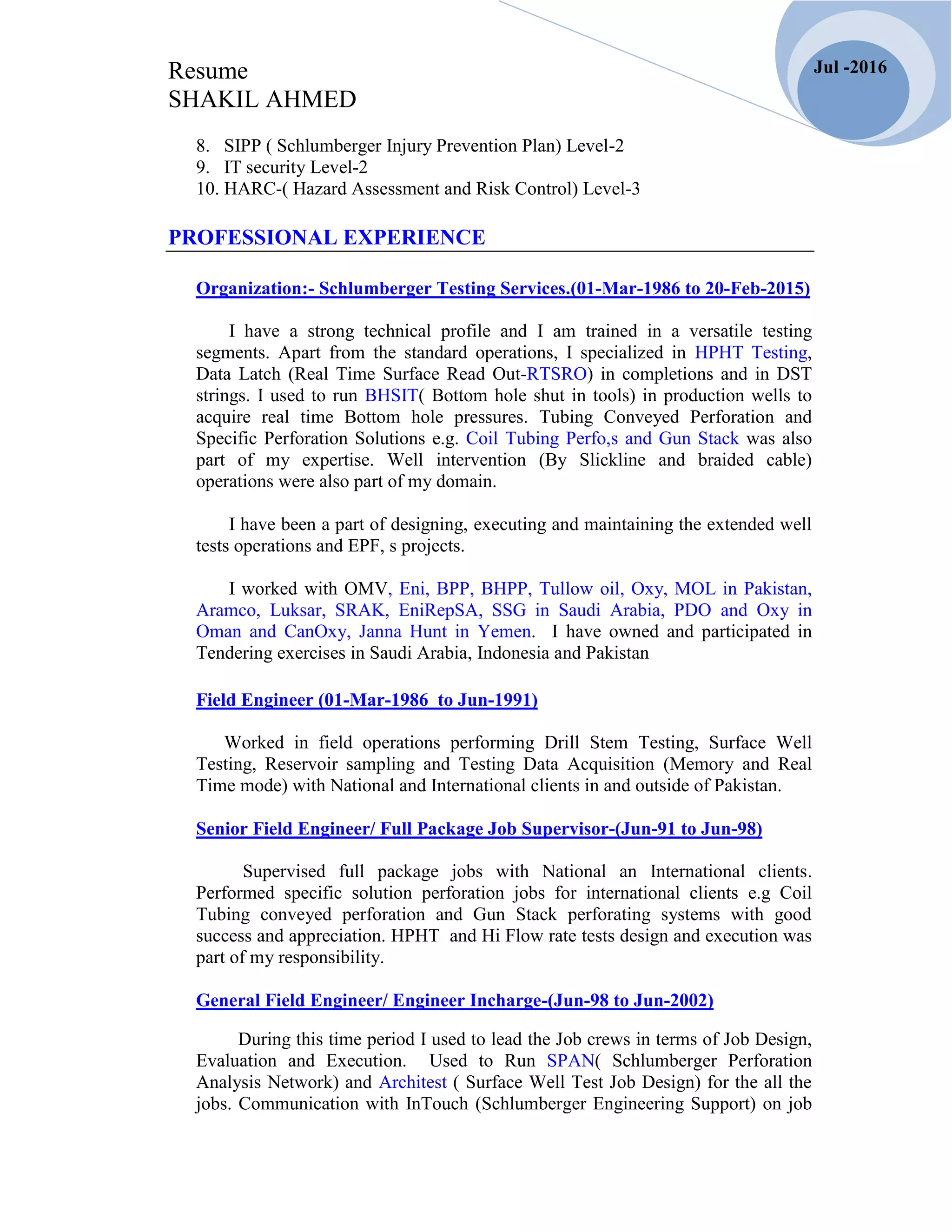 Resume Shakil Ahmed Jul-2016 | PDF