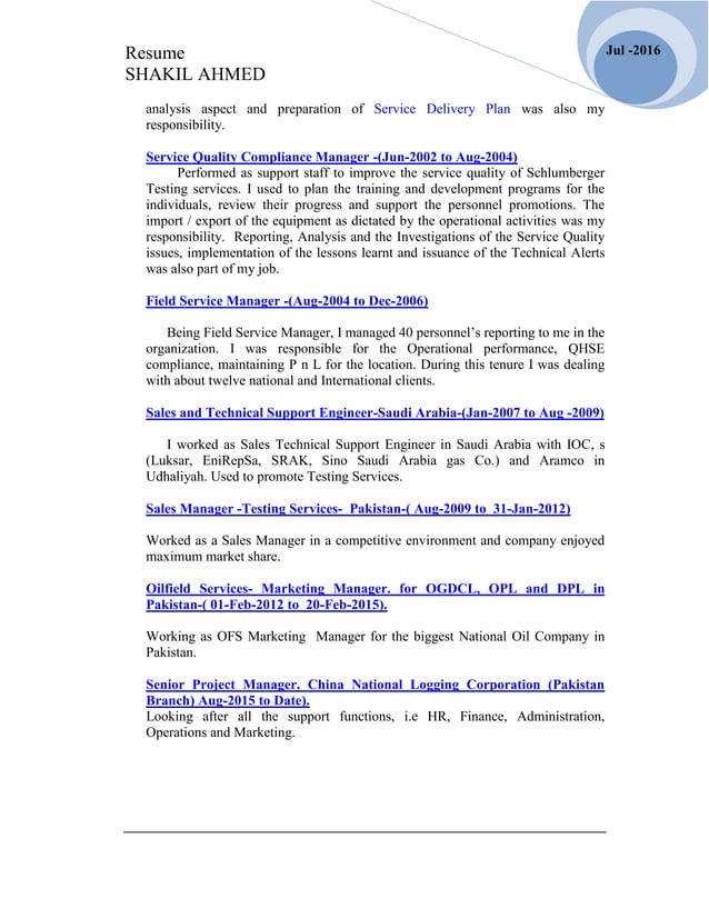 Resume Shakil Ahmed Jul-2016 | PDF