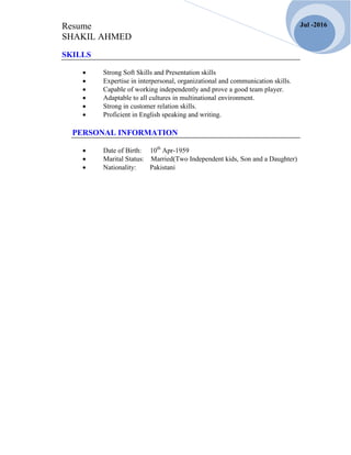 Resume Shakil Ahmed Jul-2016 | PDF