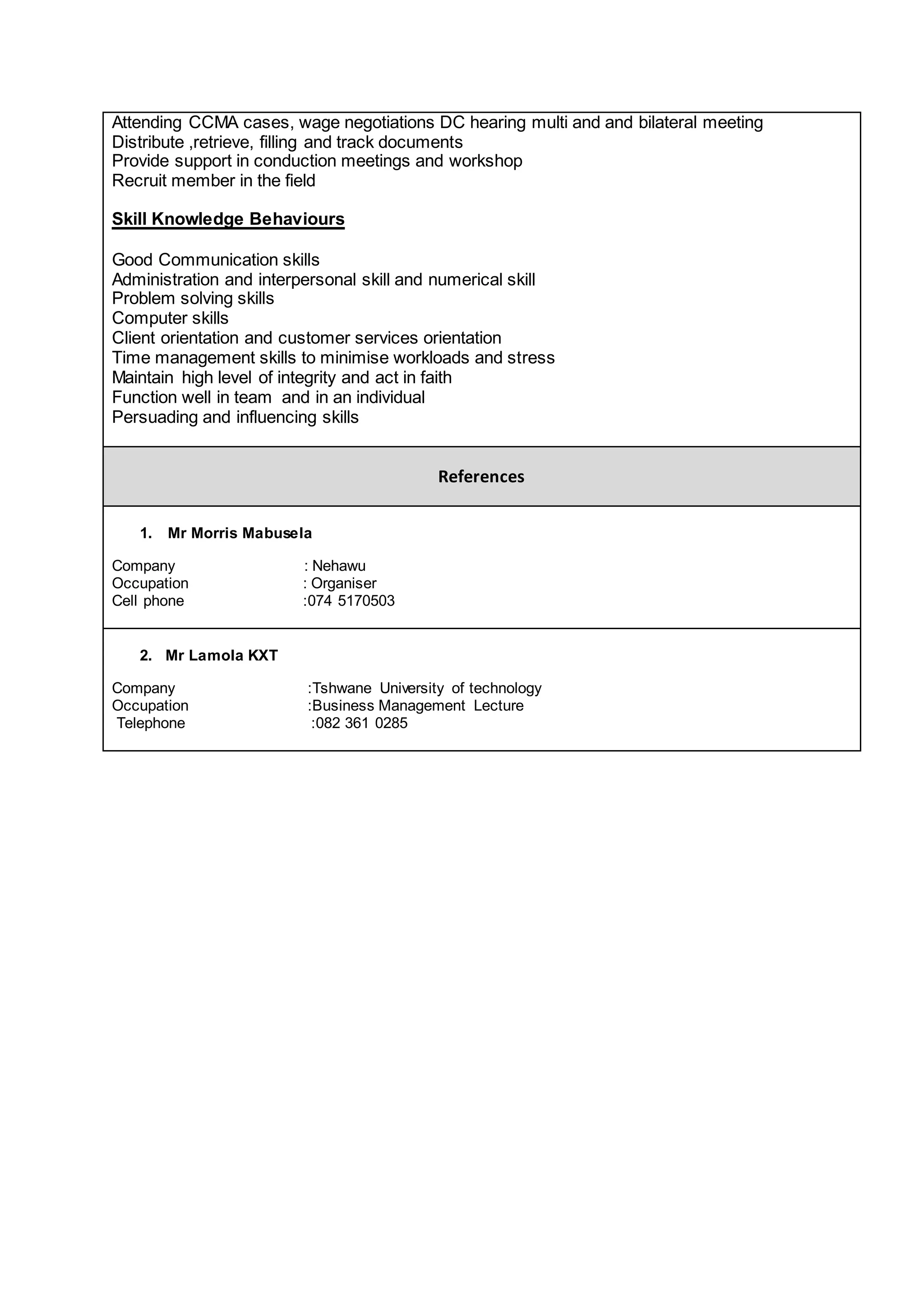 nkele current cv | DOCX