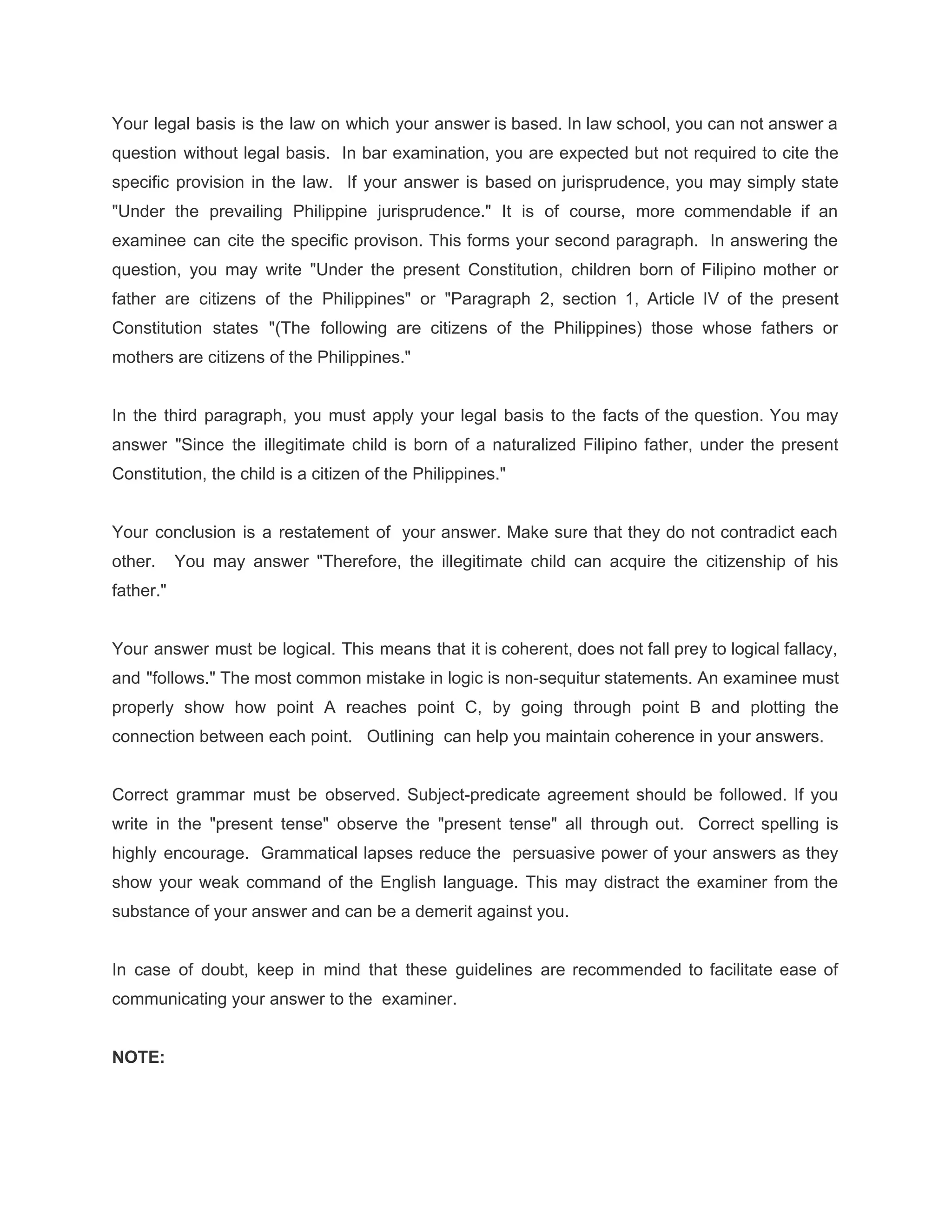 HowtoPresentAnswersinBarExaminationLawSchoolExam (1) | PDF