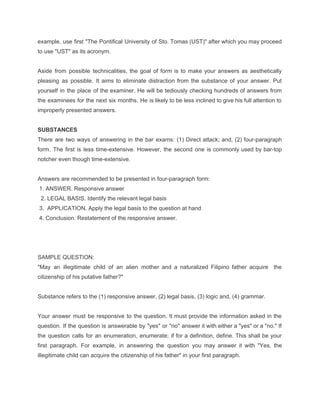 HowtoPresentAnswersinBarExaminationLawSchoolExam (1) | PDF